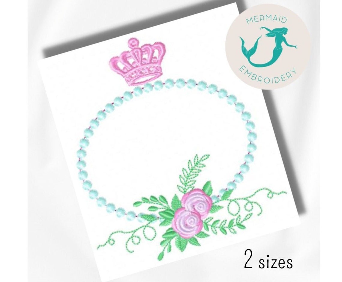 Frame Crown Embroidery Design Flowers Embroidery Design Machine Floral ...