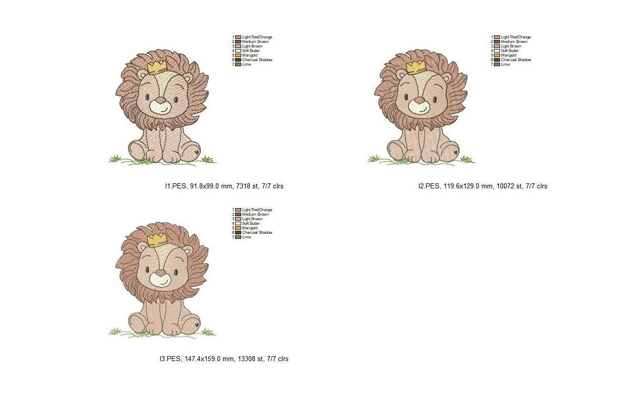 Lion Cute Embroidery Design, Baby Embroidery Design Machine, Animals ...