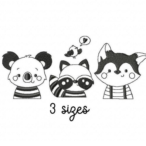 Cute Animals Boy Embroidery Design Animals Embroidery Design - Etsy