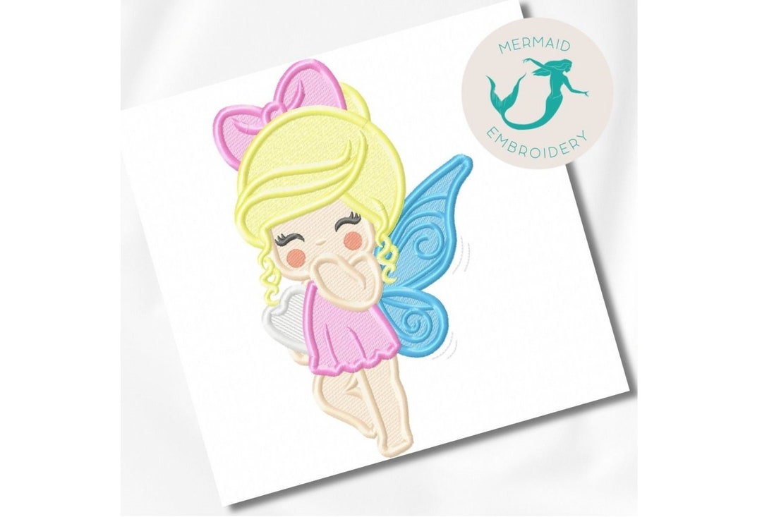 Tooth Fairy Embroidery Design, Girly Embroidery Design Machine, Magical ...
