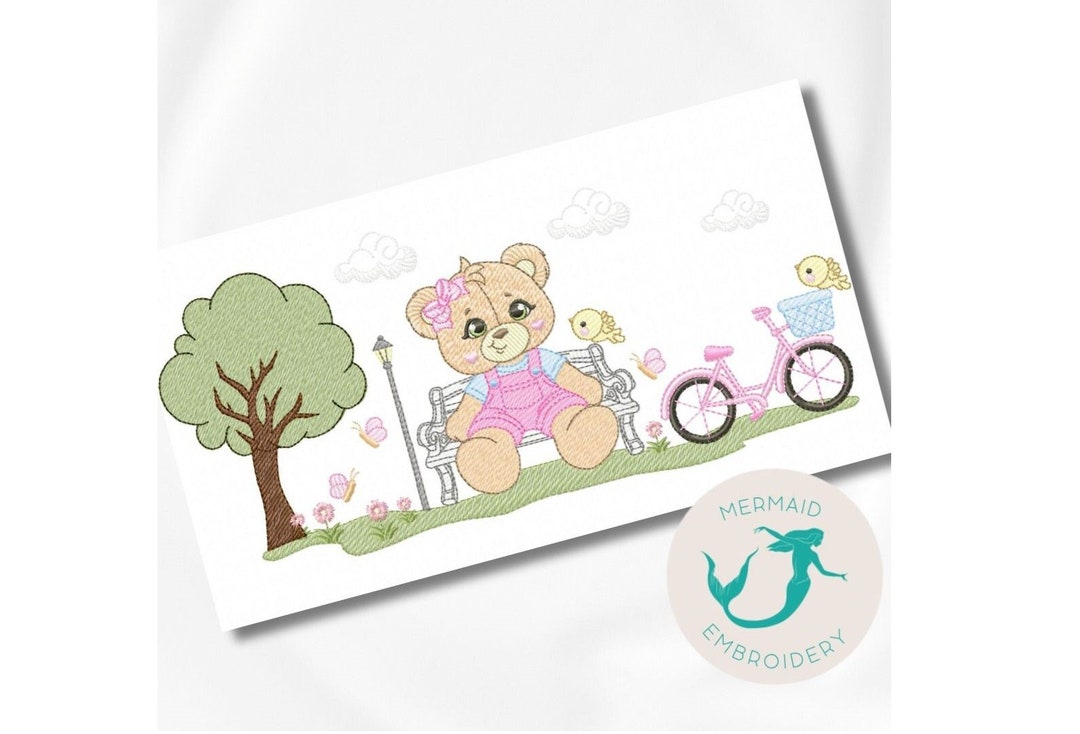 Bear Girl Park Embroidery Designs Girl Embroidery Design Machine Bear ...