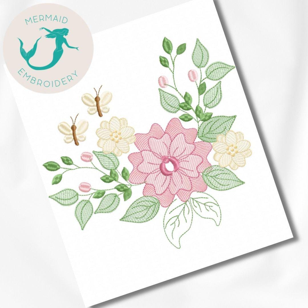 Flowers Pink Embroidery Design Floral Embroidery Design Machine Flower ...