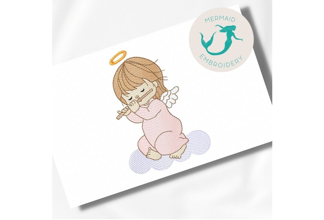Angel Flute Embroidery Design Girly Embroidery Design Machine Children ...