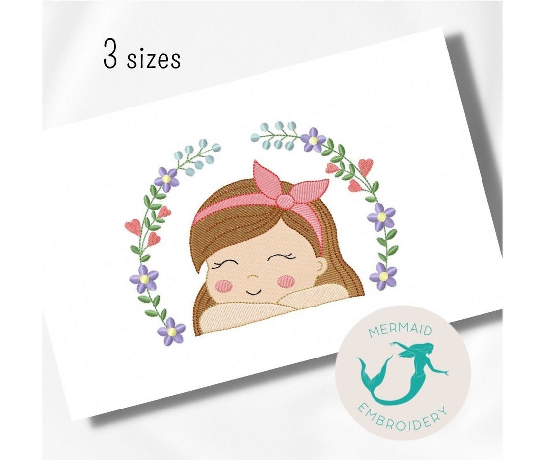 Girl Face Frame Embroidery Designs Girly Embroidery Design Machine Doll ...