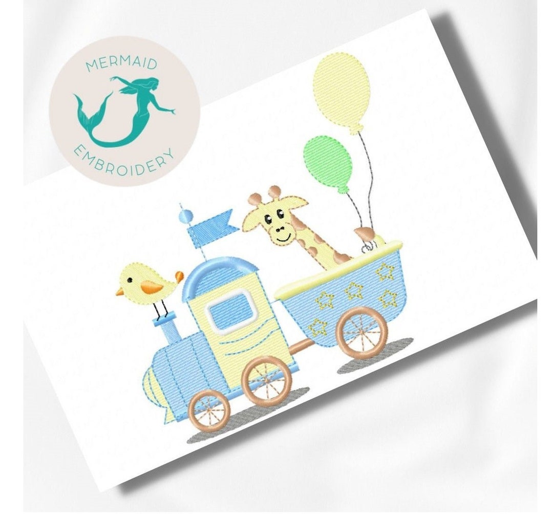 Giraffe Train Embroidery Design, Baby Embroidery Design Machine, Cute ...