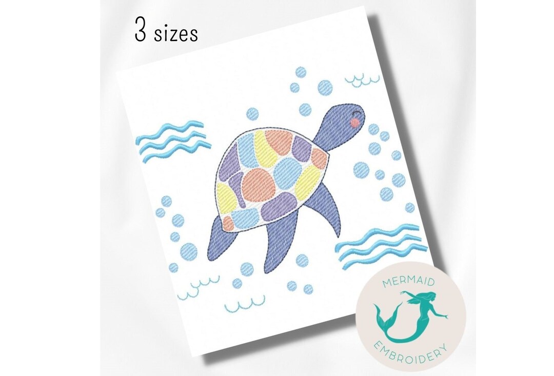 Turtle Bubbles Embroidery Design, Animals Embroidery Design Machine Sea ...