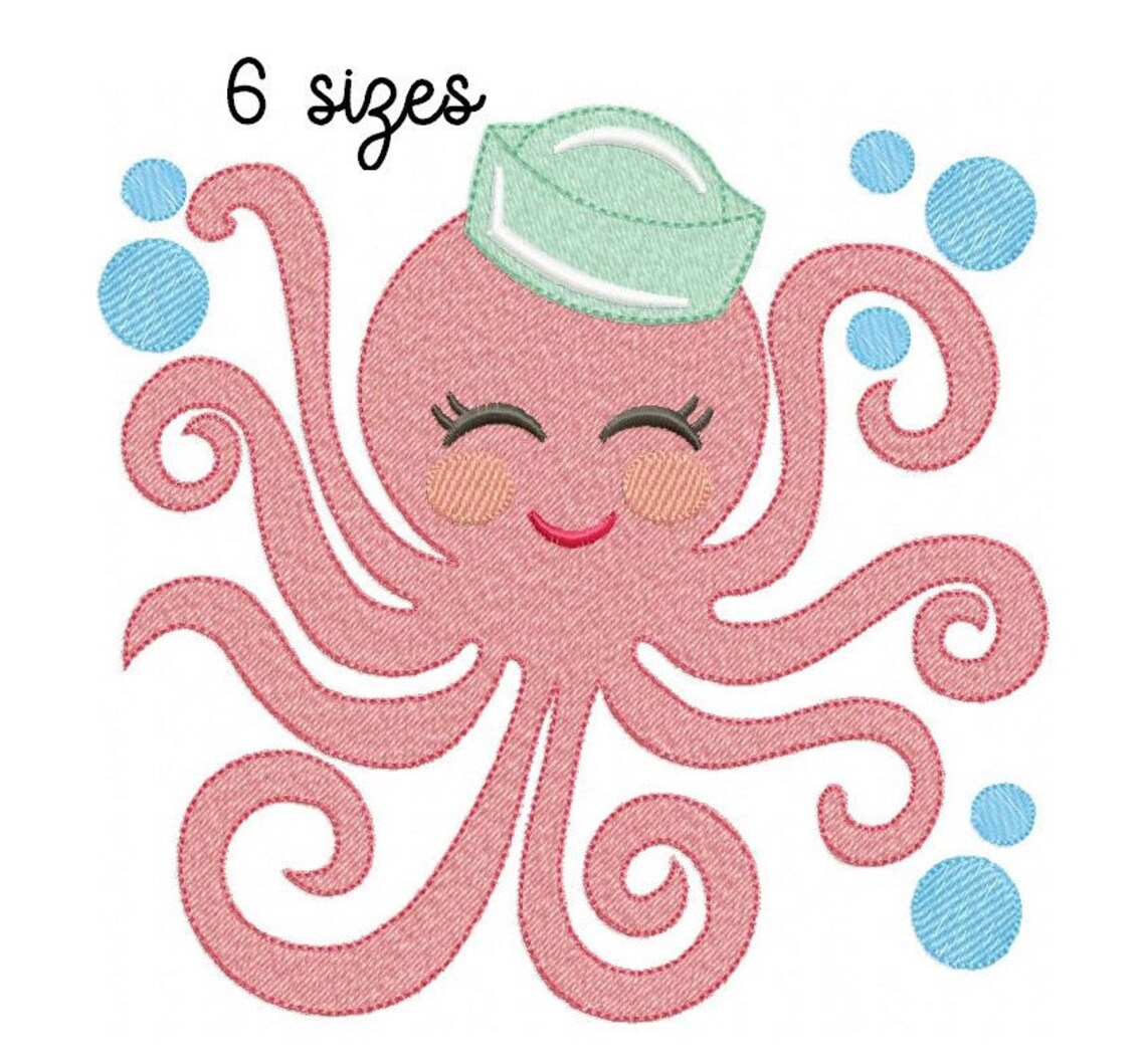 Cute Octopus Embroidery Design Animals Embroidery Design - Etsy