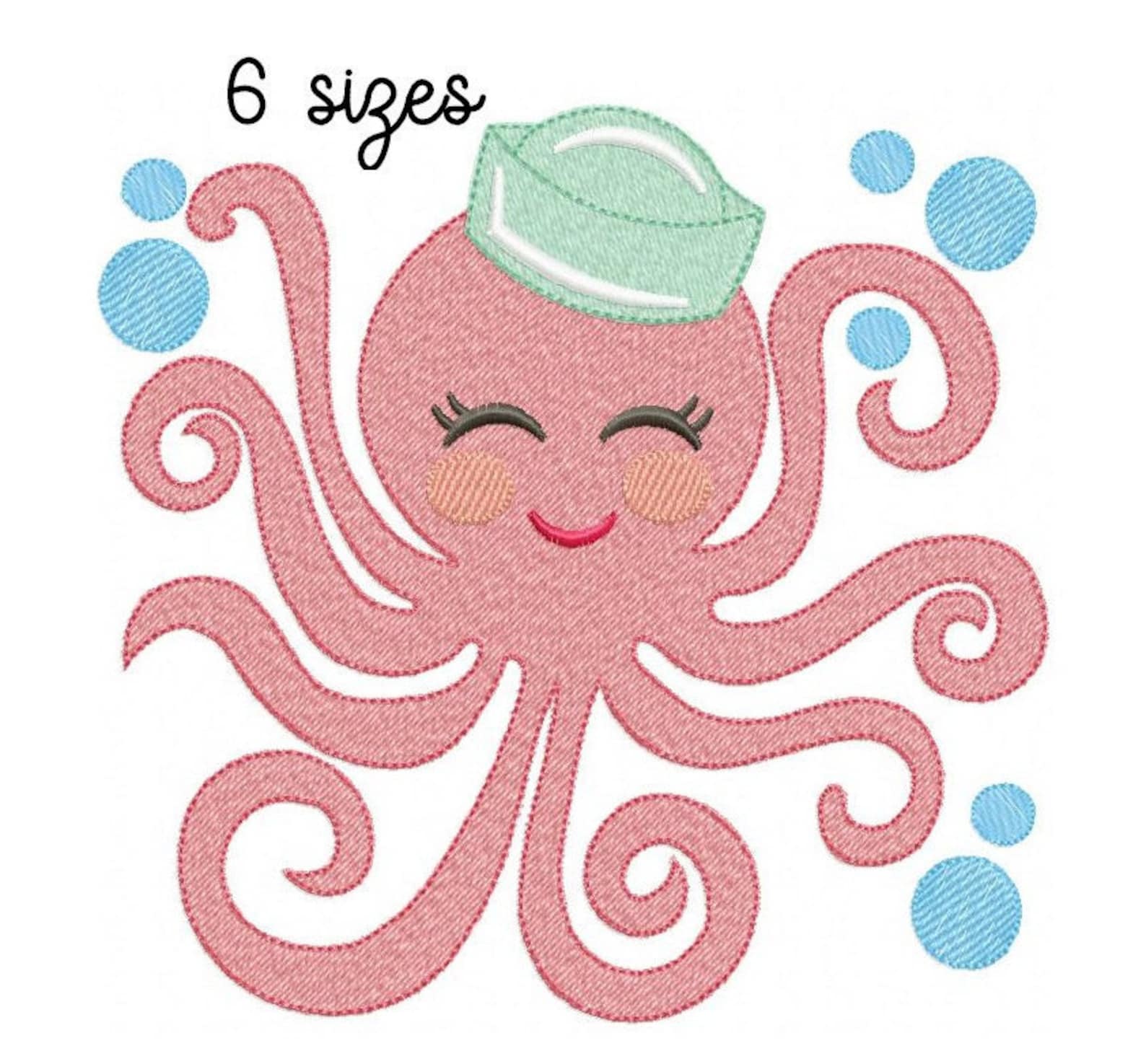 Cute Octopus Embroidery Design Animals Embroidery Design - Etsy