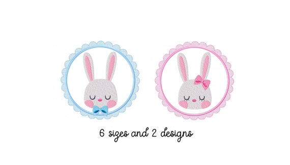 Bunny face embroidery design machine Easter embroidery | Etsy