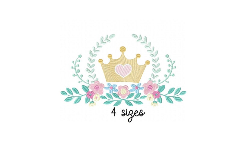 Crown Embroidery Design, Flowers Embroidery Design Machine, Floral ...