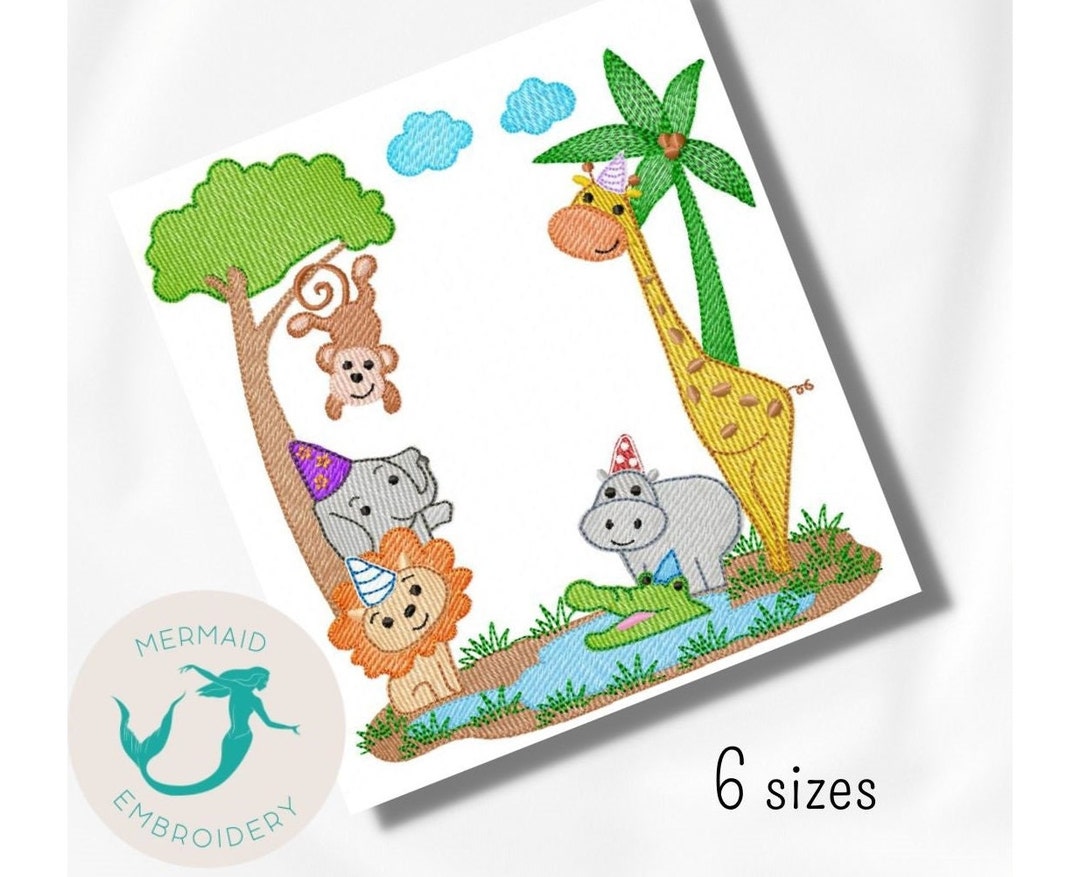 Cute Safari Embroidery Design, Animals Embroidery Design Machine, Lion ...