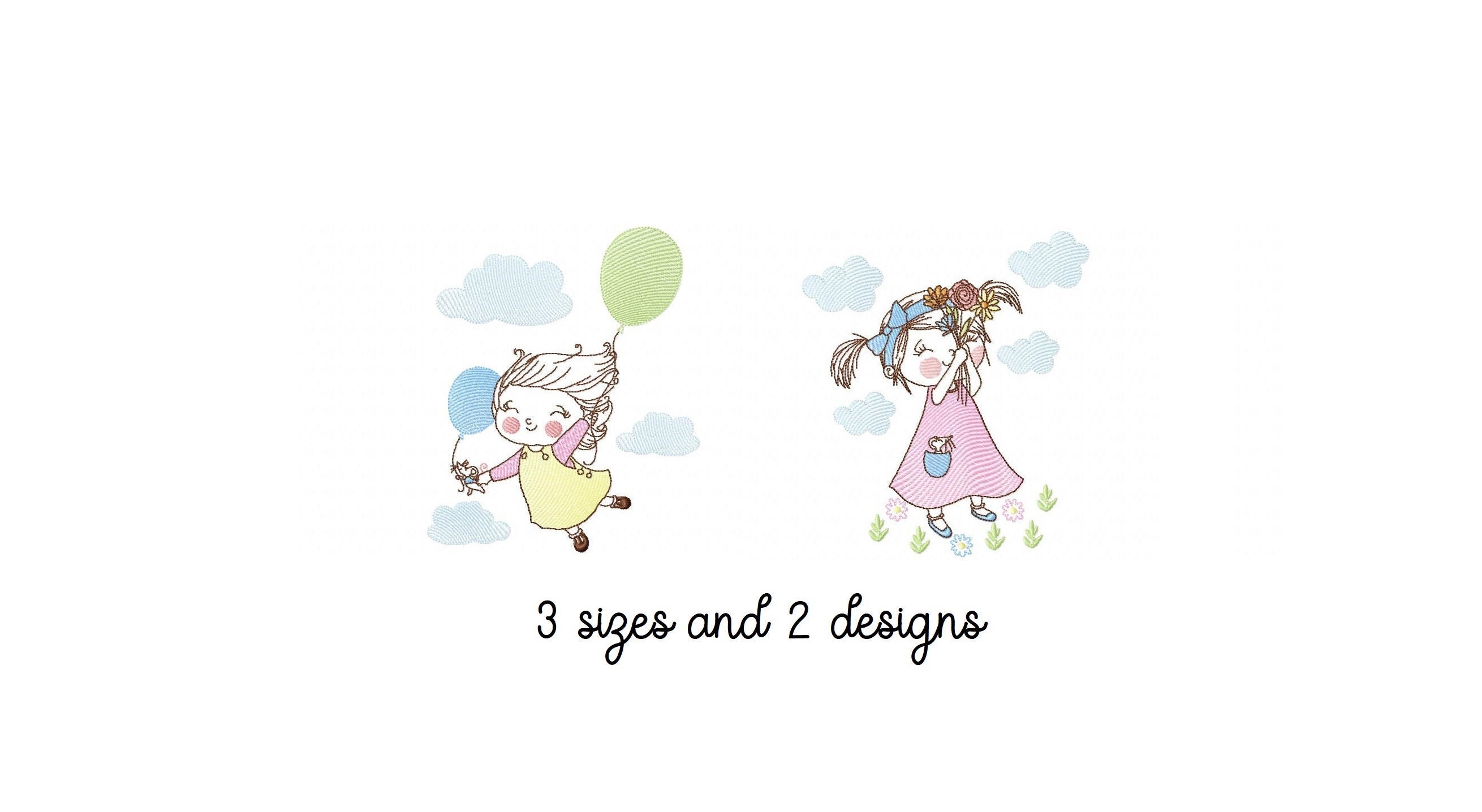 Cute Girls embroidery design girly embroidery design machine | Etsy