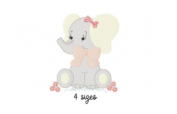 Elephant Ribbon Embroidery Design Baby Embroidery Design - Etsy