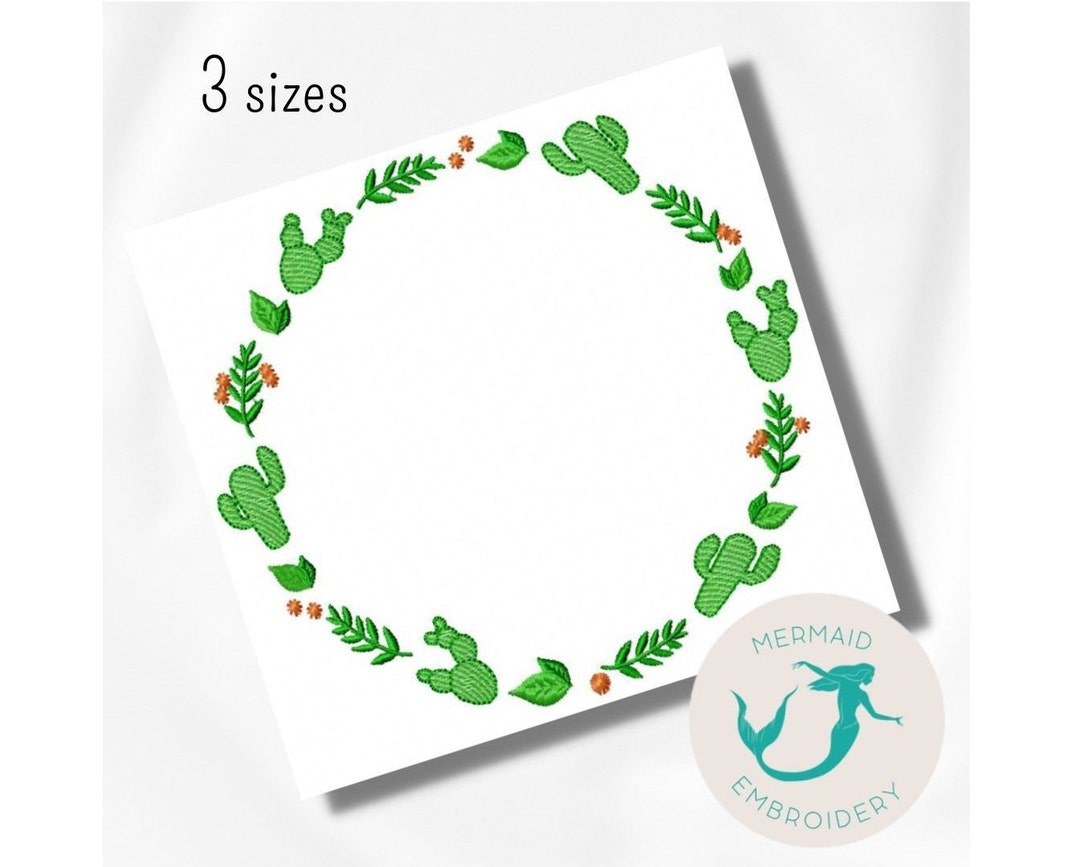 Cactus Frame Embroidery Design Plants Embroidery Design Machine Floral ...
