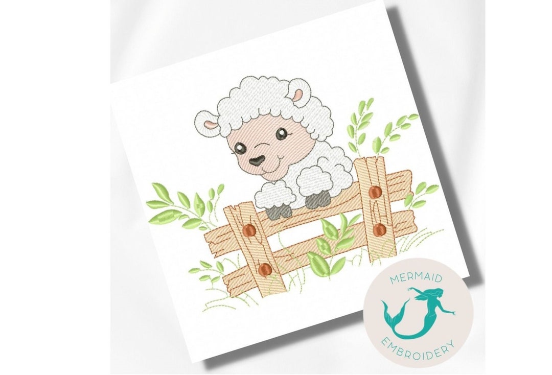 Sheep Fence Embroidery Design, Animals Embroidery Design Machine ...