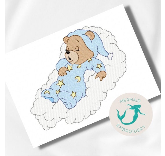 Bear Sleep Embroidery Designs Boy Embroidery Design Machine - Etsy
