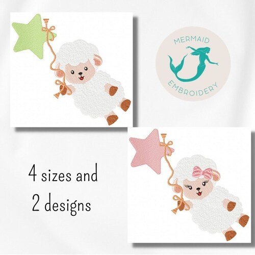 Cute Sheep Embroidery Design Animals Embroidery Design - Etsy