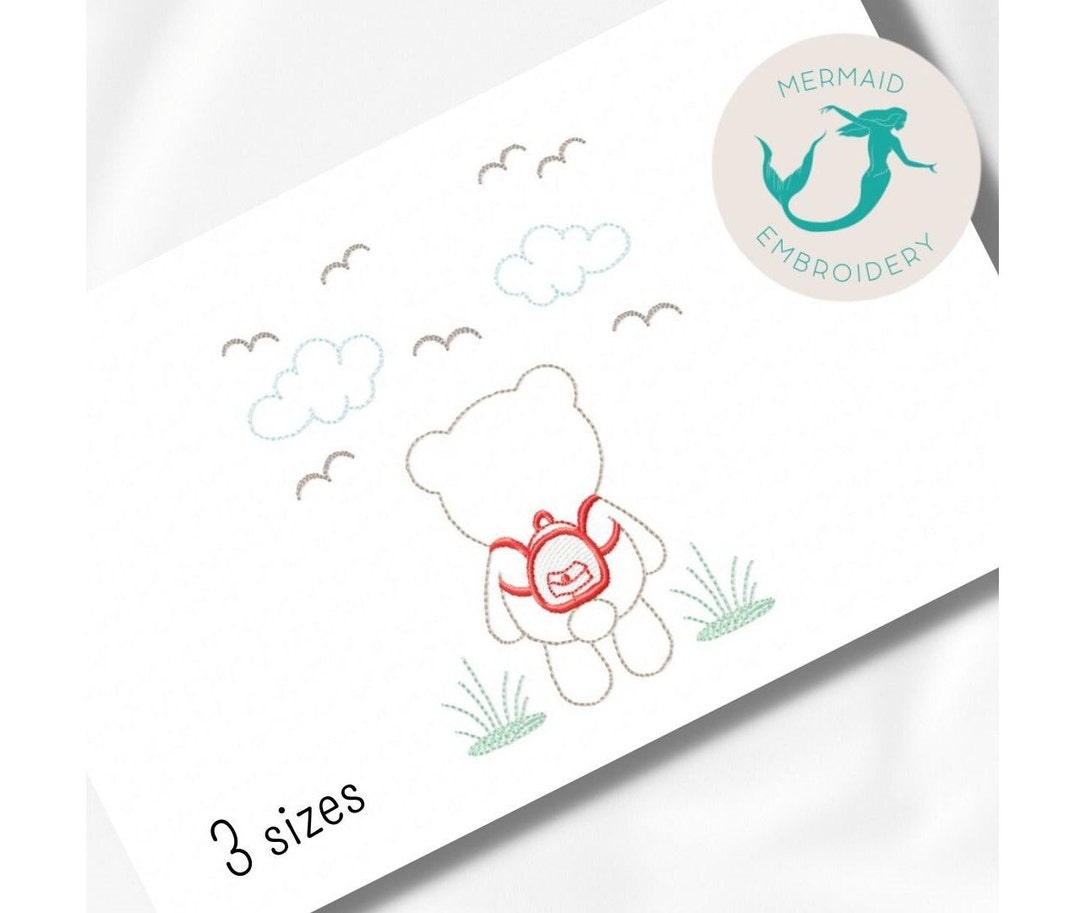 Bear Student Redwork Embroidery Design Animals Embroidery Design ...