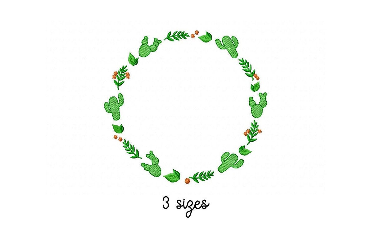 Cactus Frame Embroidery Design Plants Embroidery Design | Etsy