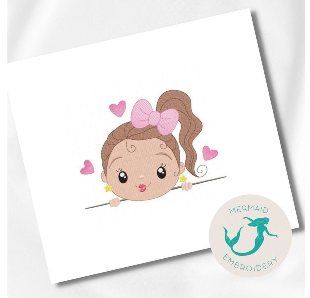 Cute Girl Face Embroidery Design, Girly Embroidery Design Machine ...