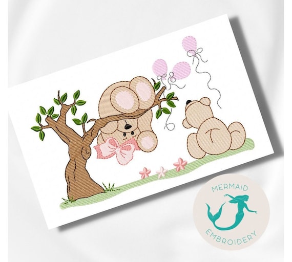Bear Girl Tree Embroidery Designs Girl Embroidery Design - Etsy