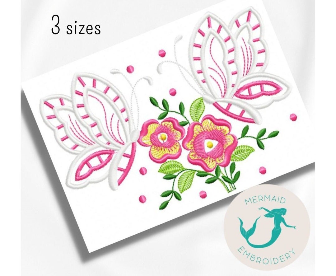 Flowers Embroidery Design Butterfly Embroidery Design Machine Floral ...