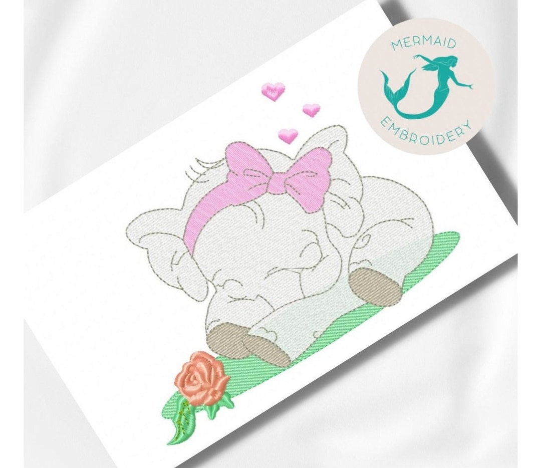 Elephant Girl Sleep Embroidery Designs Girls Embroidery Design Machine ...
