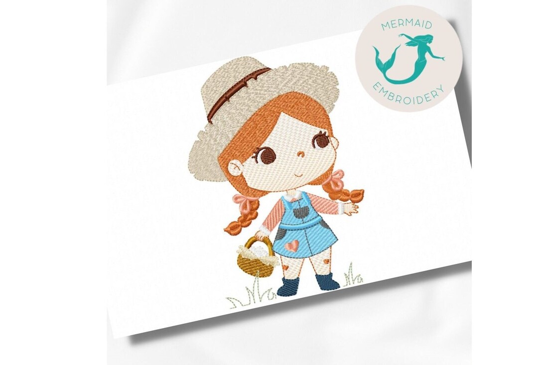 Farmer Girl Embroidery Design, Kids Embroidery Design Machine, Dolls ...
