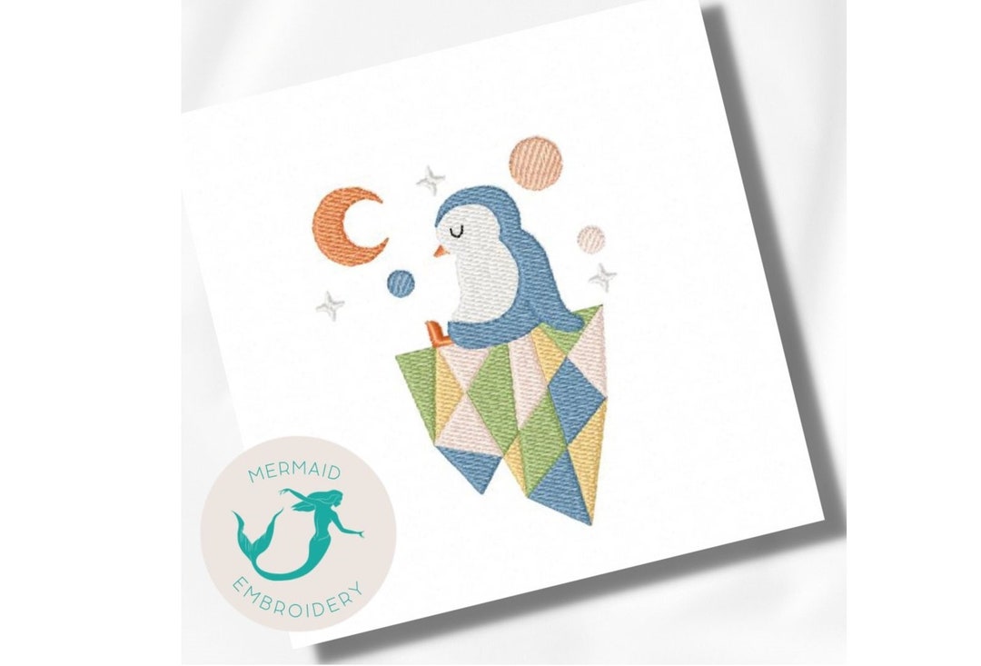 Penguin Moon Embroidery Design, Baby Embroidery Design Machine, Animal ...