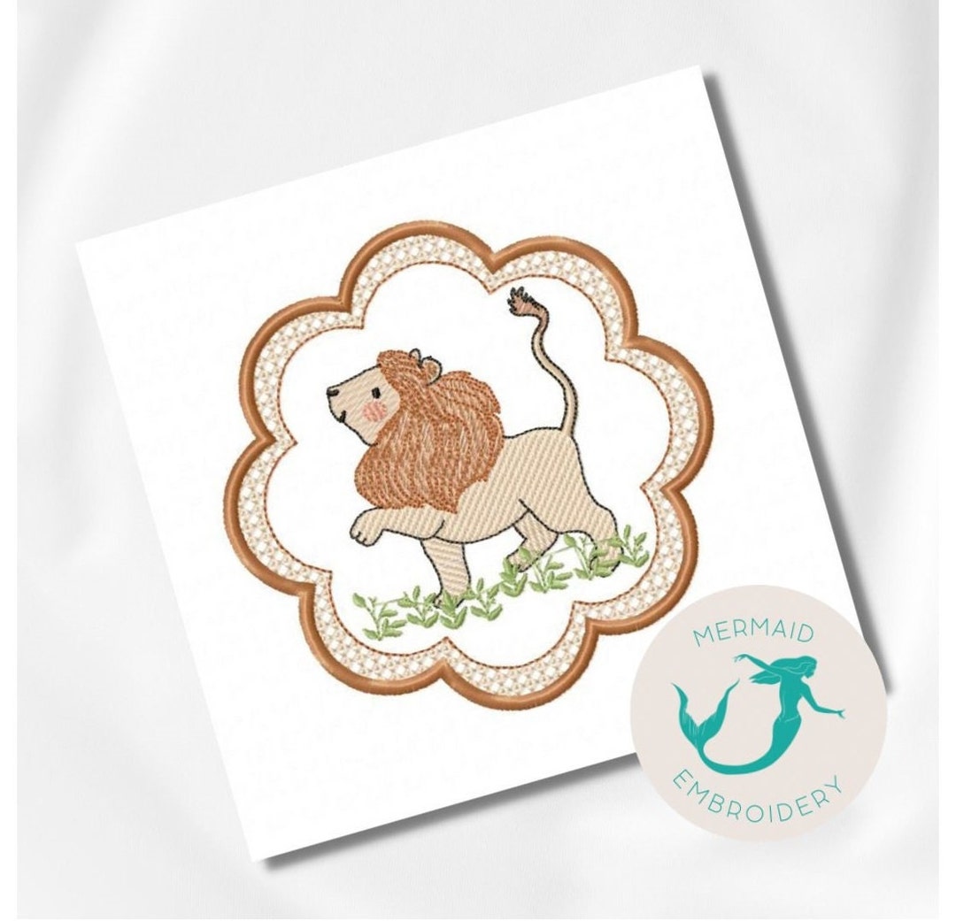 Lion Frame Embroidery Design, Baby Embroidery Design Machine, Animals ...