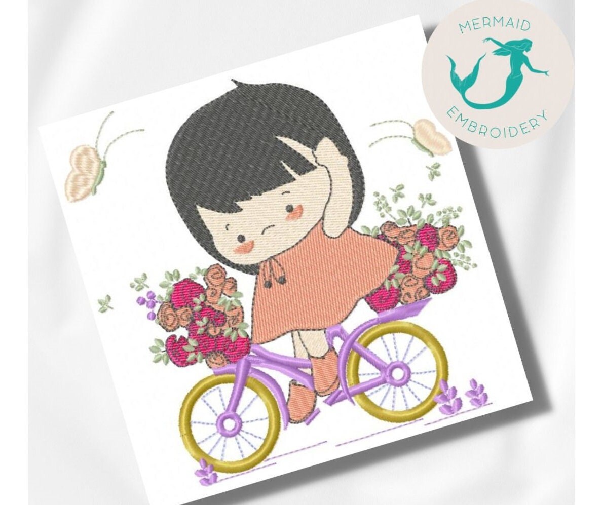 Girl Bike Embroidery Designs Girly Embroidery Design Machine - Etsy