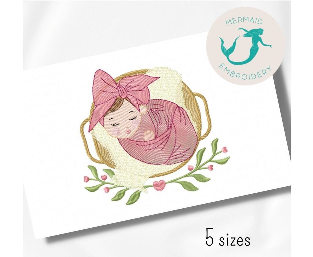 Baby Girl Ribbon Embroidery Design, Newborn Embroidery Design Machine ...