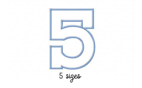 Number Five Embroidery Design Number Embroidery Design | Etsy
