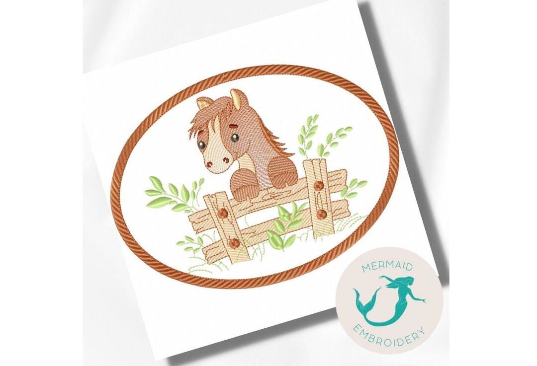 Horse Frame Embroidery Design, Animals Embroidery Design Machine, Farm ...
