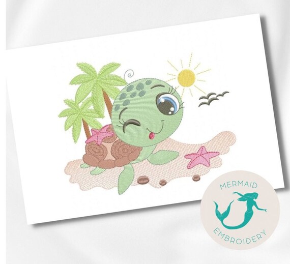 Cute Turtle Embroidery Design Animals Embroidery Design | Etsy