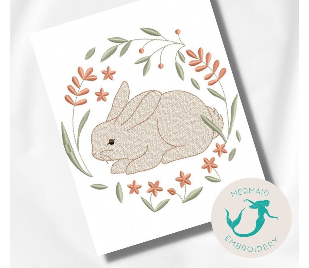 Bunny Floral 2 Embroidery Design Machine, Easter Embroidery Pattern ...