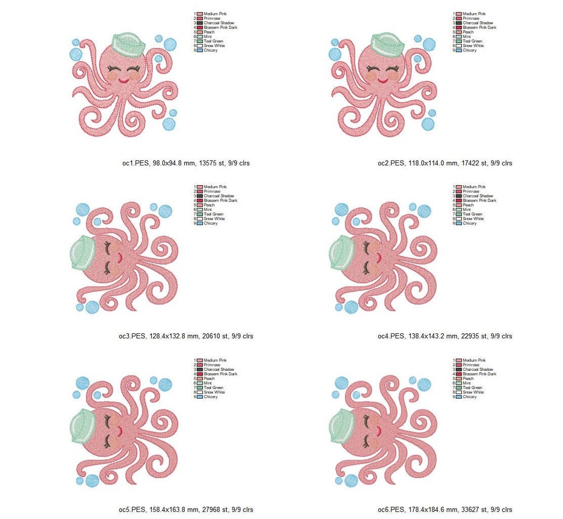 Cute Octopus Embroidery Design, Animals Embroidery Design Machine, Sea ...