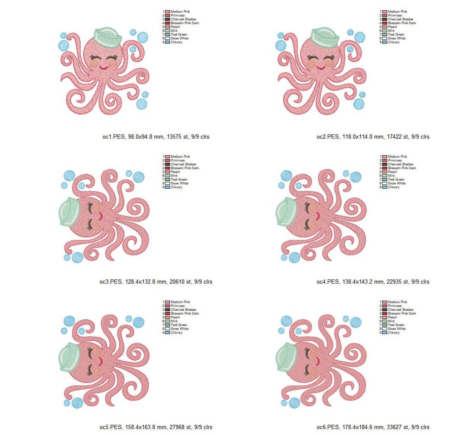 Cute Octopus Embroidery Design Animals Embroidery Design - Etsy