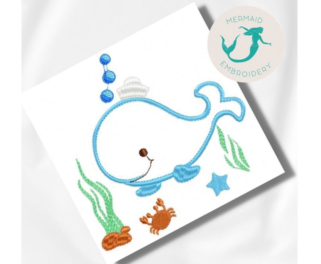 Cute Whale Embroidery Design, Animals Embroidery Design Machine, Sailor ...