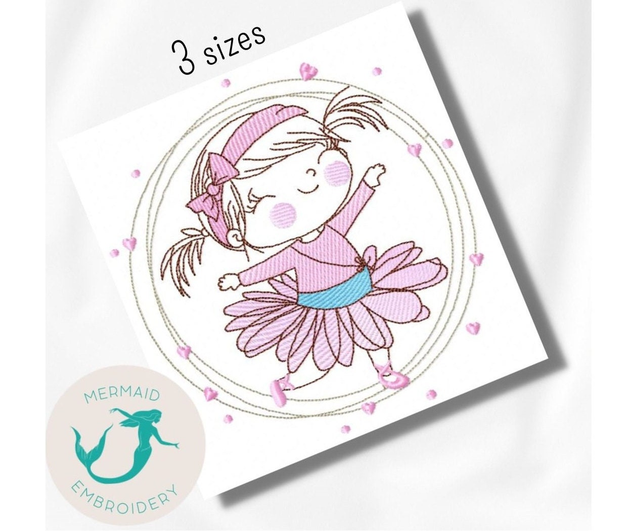 Ballerina Ribbon Embroidery Designs Girl Embroidery Design - Etsy