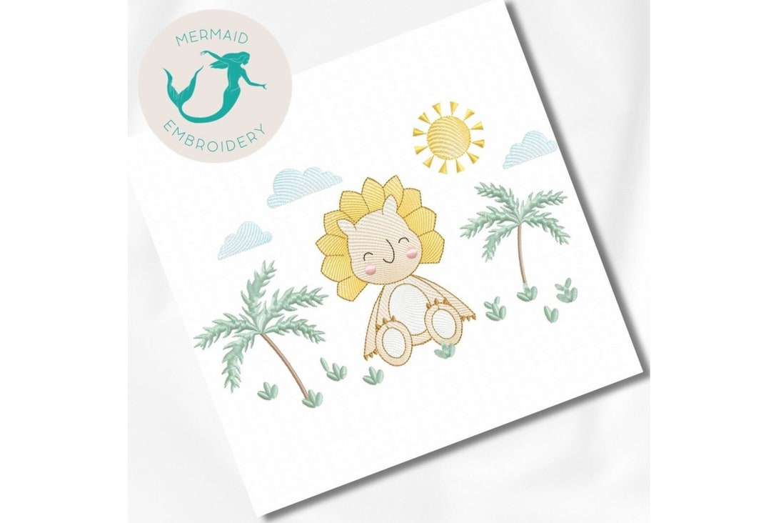 Dino Yellow Embroidery Design Animals Embroidery Design Machine Baby ...