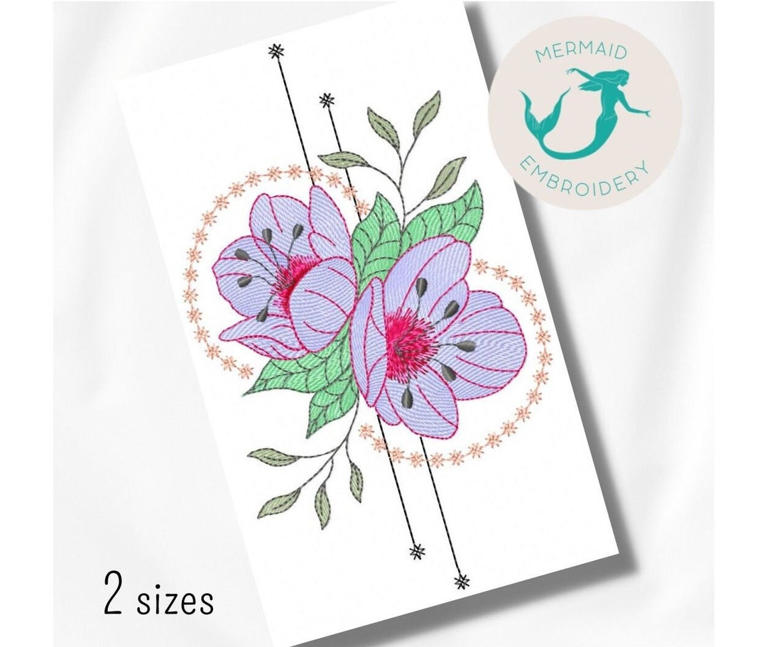 Floral Branch Embroidery Design Floral Embroidery Design Machine Towel ...