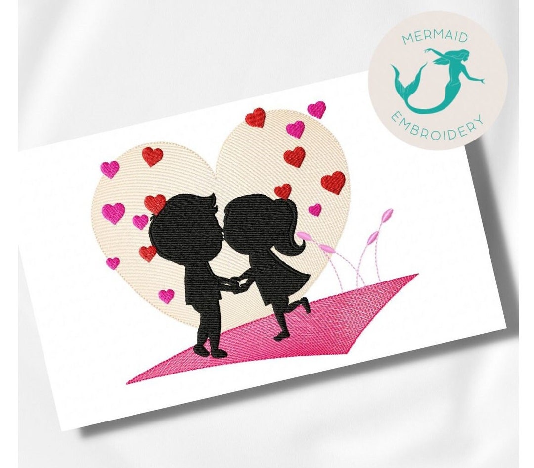 Couple Heart Embroidery Design, Valentines Embroidery Design Machine ...