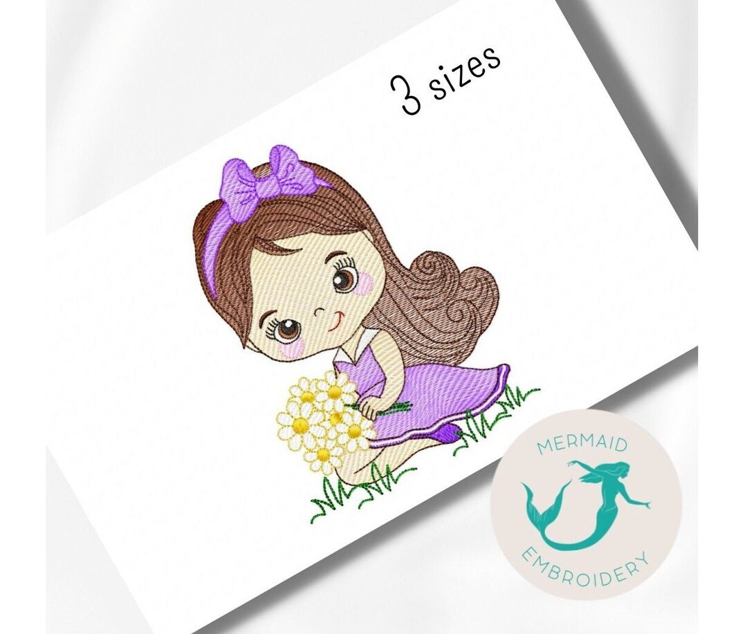 Girl Purple Embroidery Design, Kids Embroidery Design Machine, Dolls ...