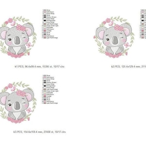 Koala Flowers Embroidery Designs Baby Embroidery Design Machine Animals ...