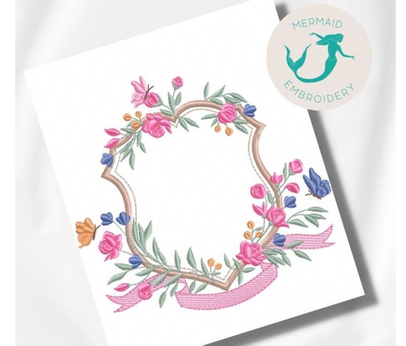 Pink Frame Embroidery Design Frames Embroidery Design | Etsy