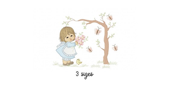 Girl Butterfly Embroidery Design Girly Embroidery Design - Etsy