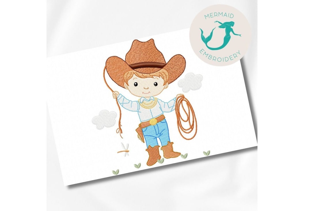 Cute Cowboy Embroidery Design, Kids Embroidery Design Machine, Baby ...