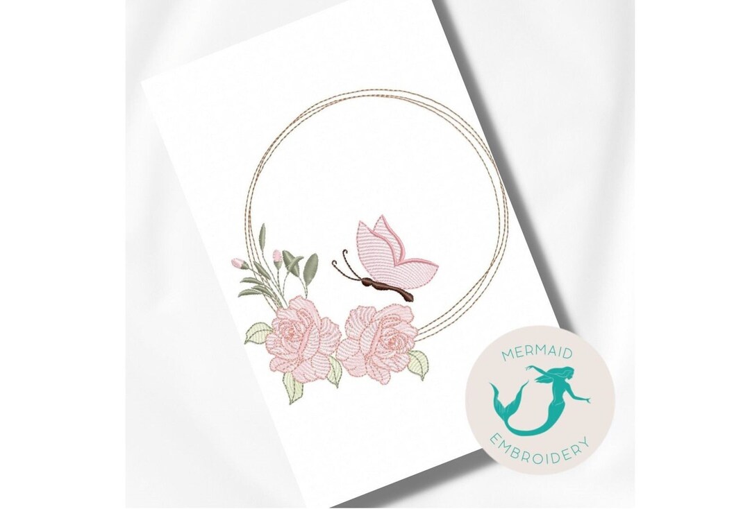 Butterfly Garland Embroidery Design Floral Embroidery Design Machine ...