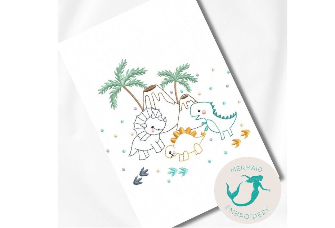 Dinos Redwork Embroidery Design Animals Embroidery Design Machine Baby ...